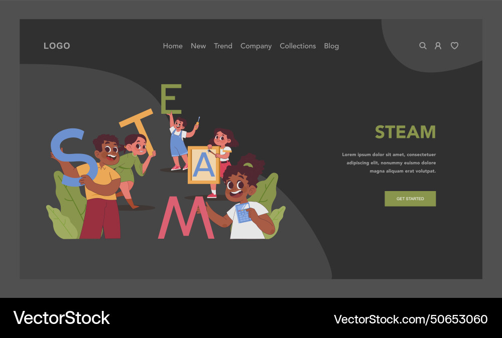 Steam education web banner or landing page Vector Image