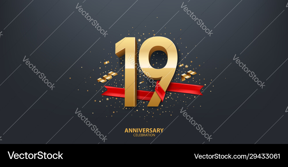 19th year anniversary background Royalty Free Vector Image