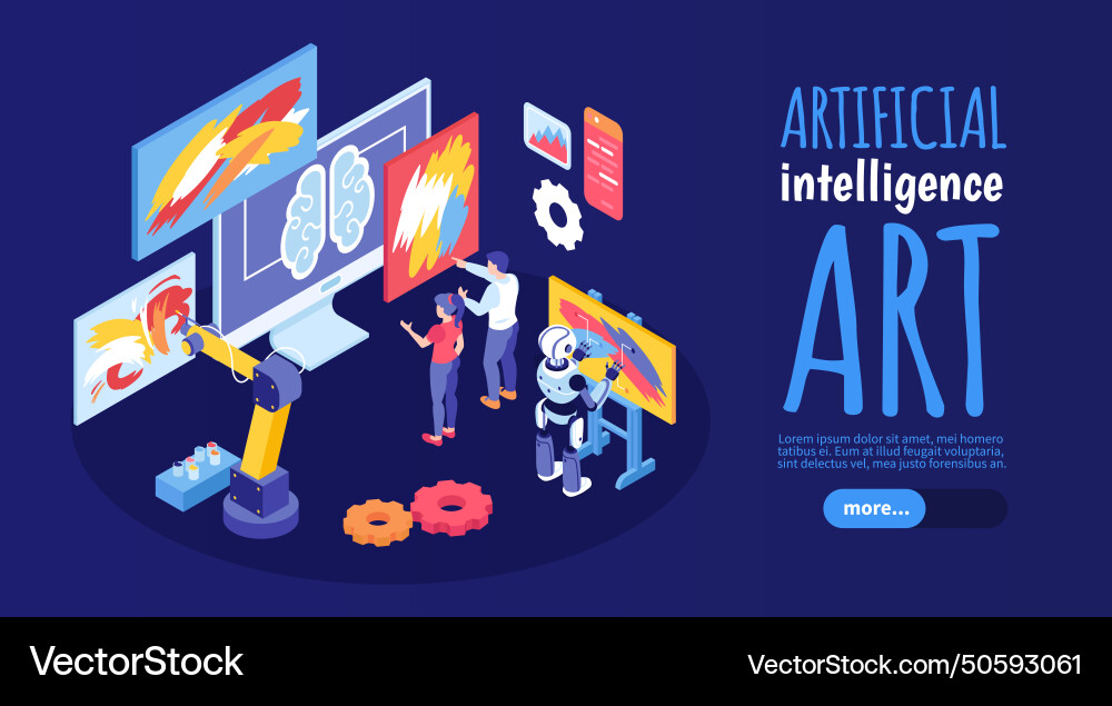 Artificial intelligence art horizontal banner Vector Image