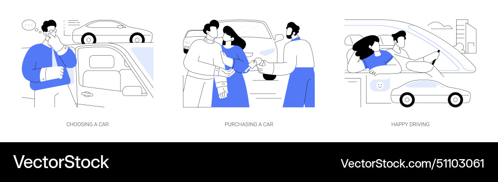 Buying a car isolated cartoon Royalty Free Vector Image