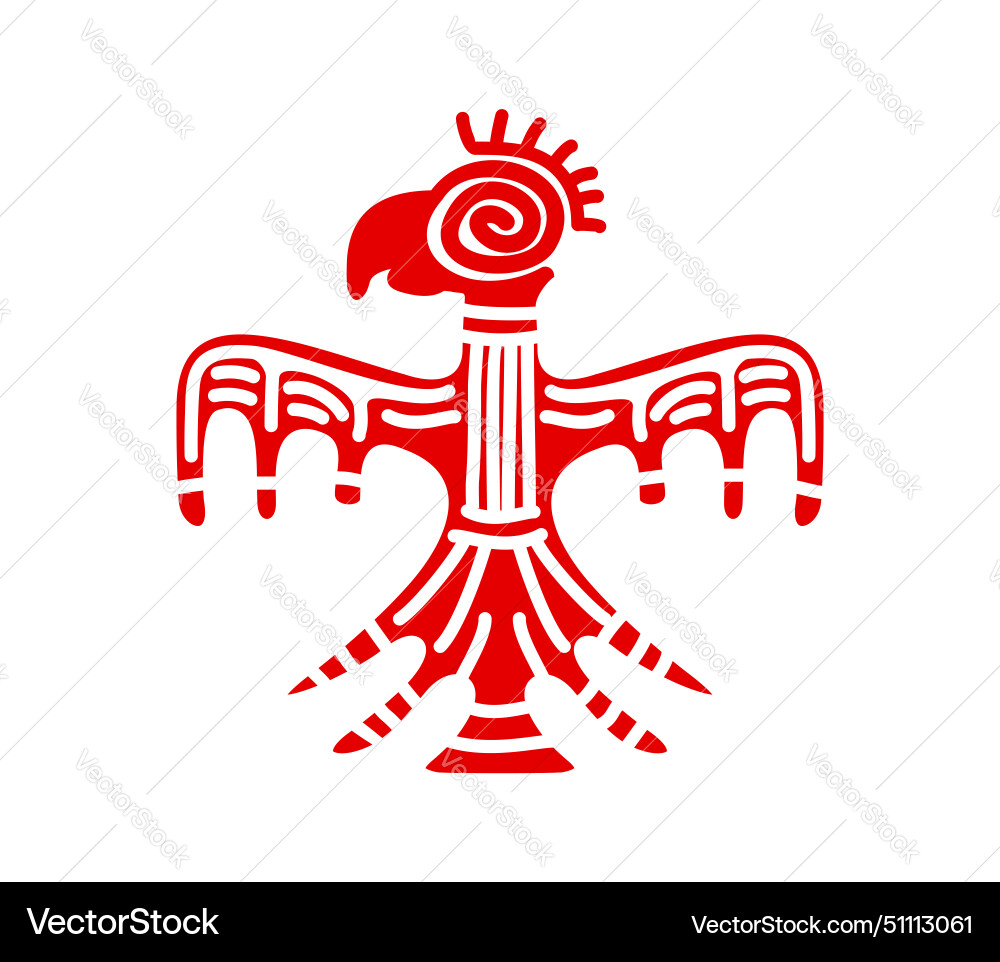 Eagle red bird mayan aztec totem tribal tattoo Vector Image