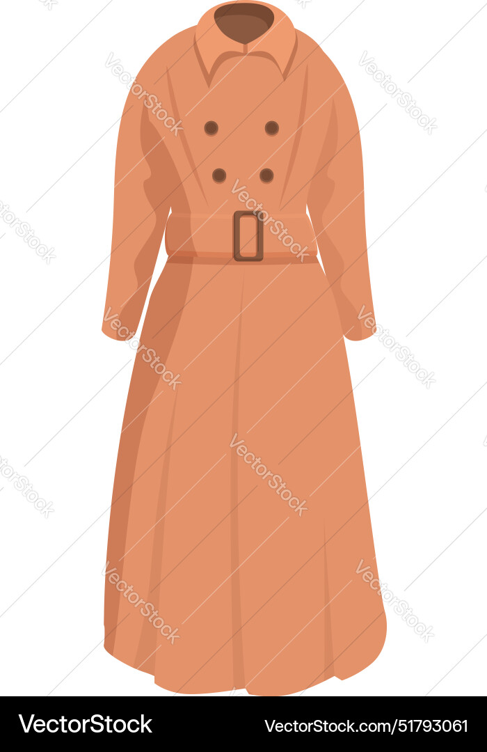 Elegant long trench coat hanging on white Vector Image