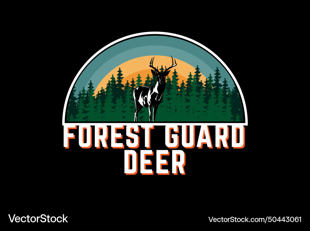 Forest guard deer retro design landscape Vector Image