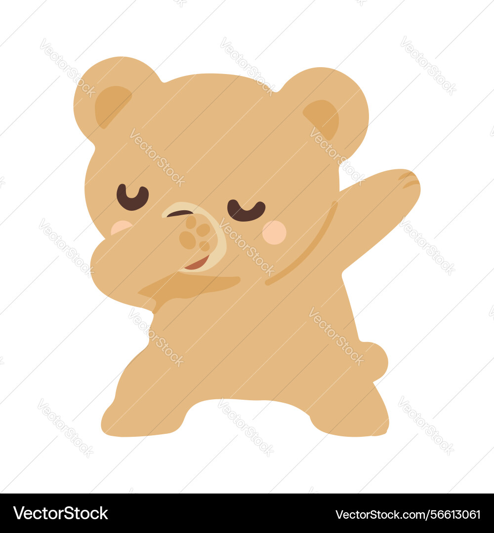 Funny cartoon bear doing dab dance Royalty Free Vector Image
