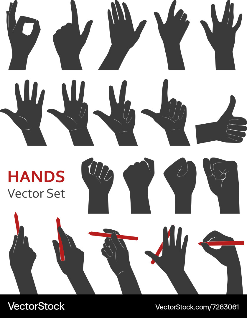 Hands set Royalty Free Vector Image - VectorStock