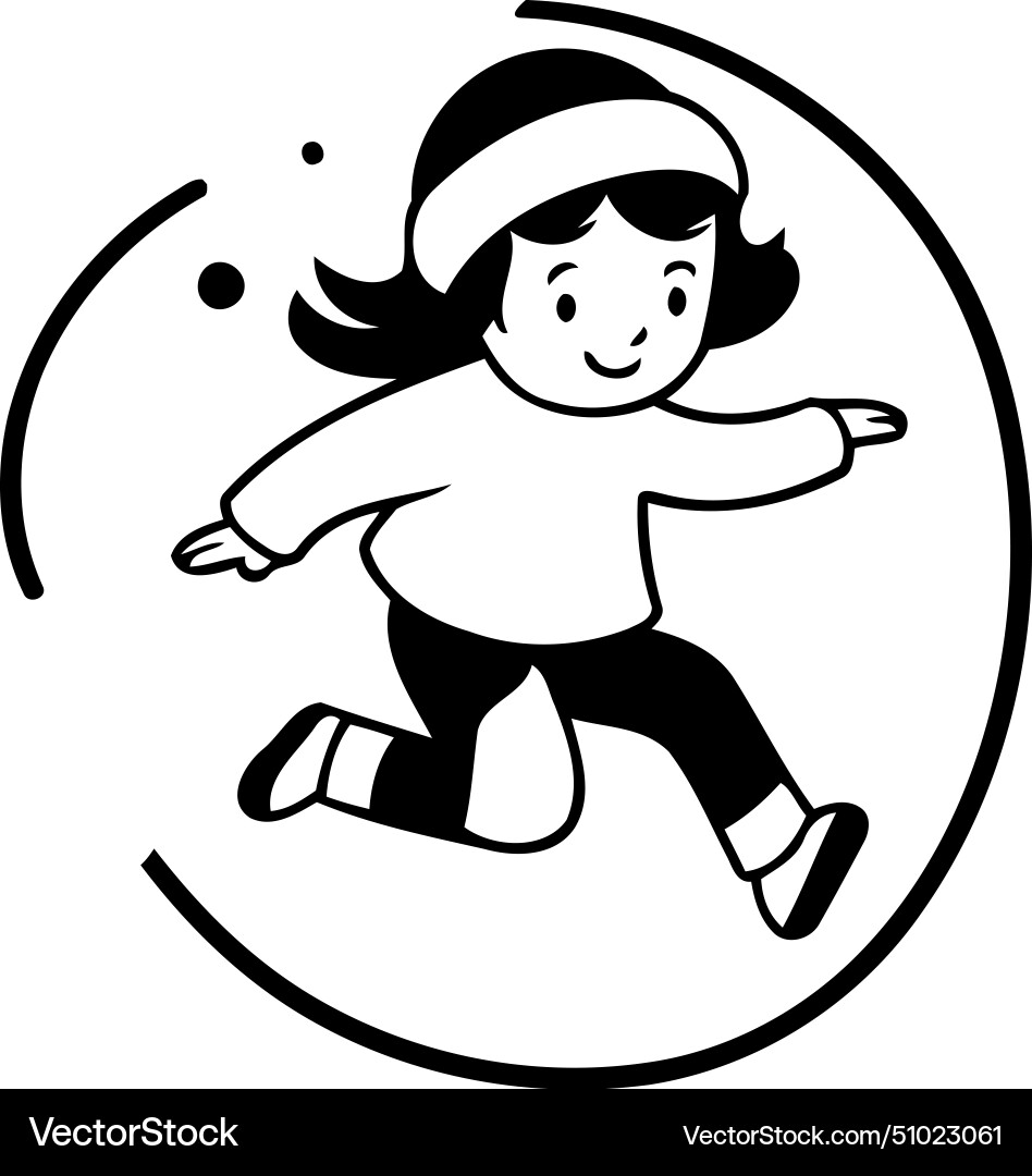 Happy little girl jumping in the air cartoon Vector Image