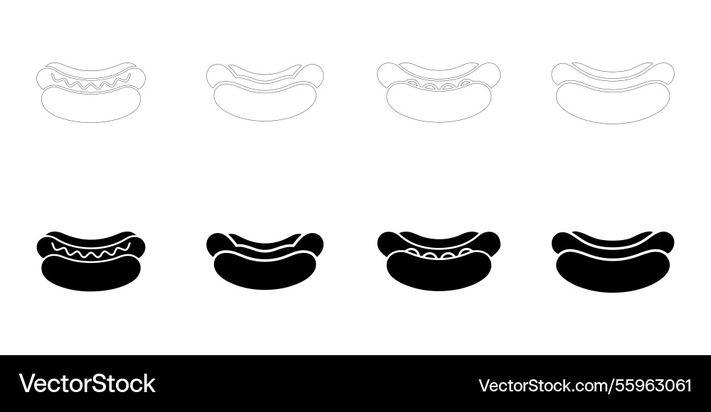 Hot dog icons set Royalty Free Vector Image - VectorStock