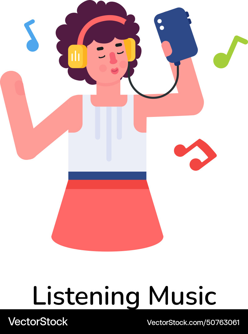 Listening music Royalty Free Vector Image - VectorStock