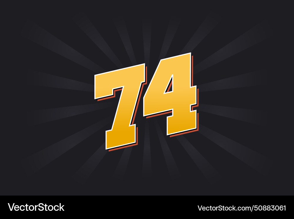 Number 74 font alphabet yellow Royalty Free Vector Image