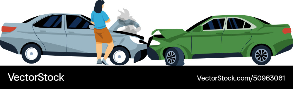 Road traffic accident cars Royalty Free Vector Image