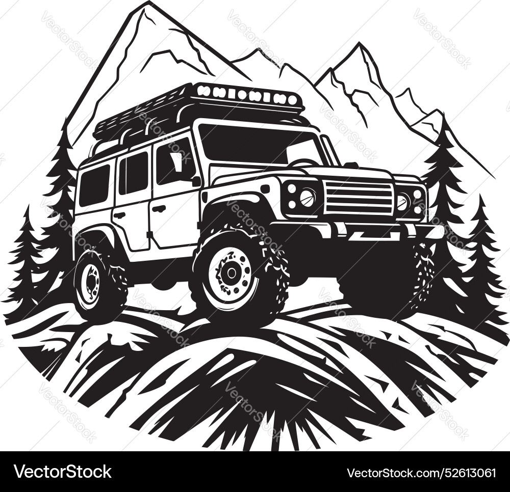 Thrilling summits 4x4 suv amidst mountains climb Vector Image