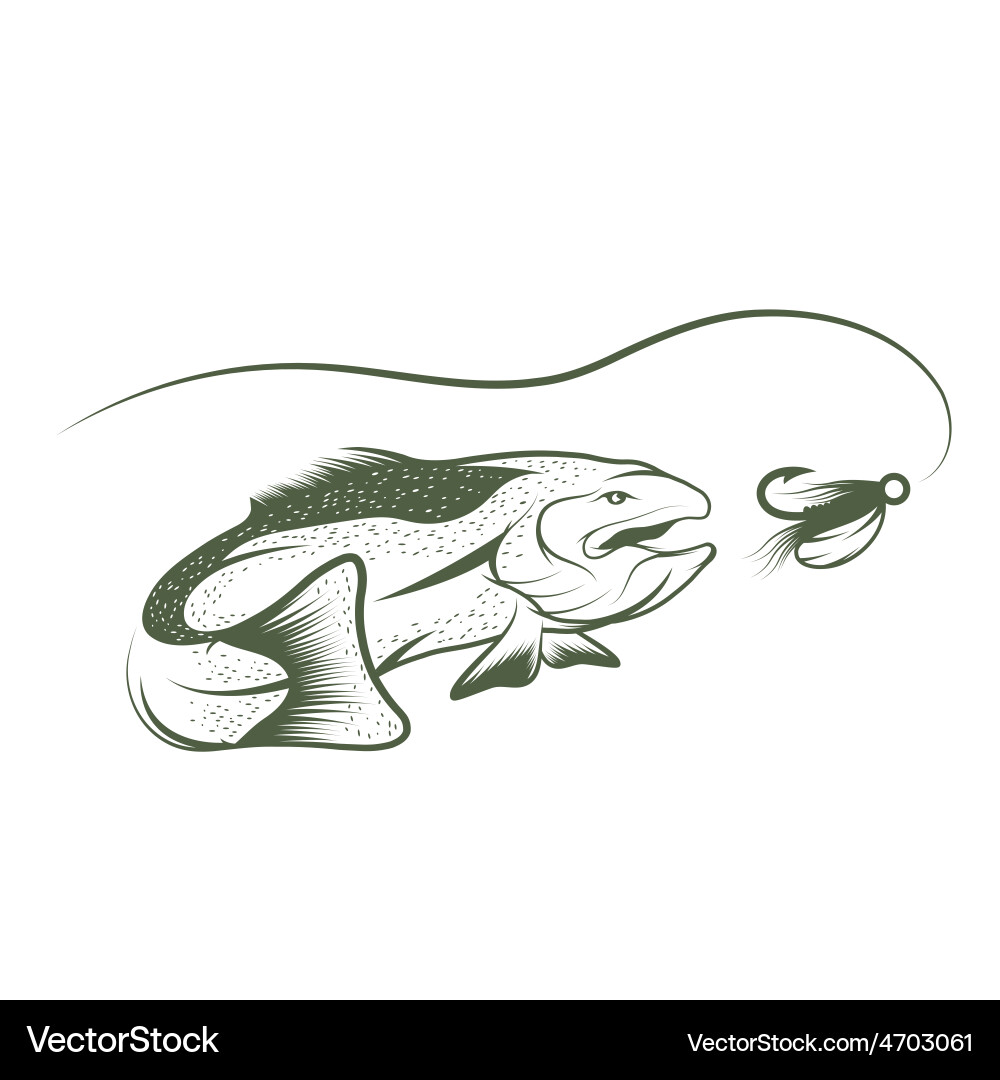 Trout and lure design template Royalty Free Vector Image