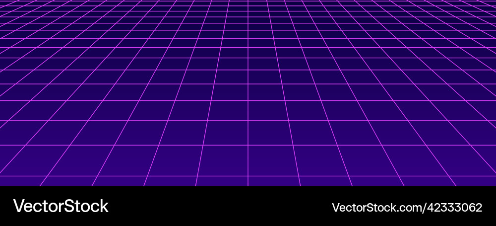 3d digital purple one point perspective grid Vector Image