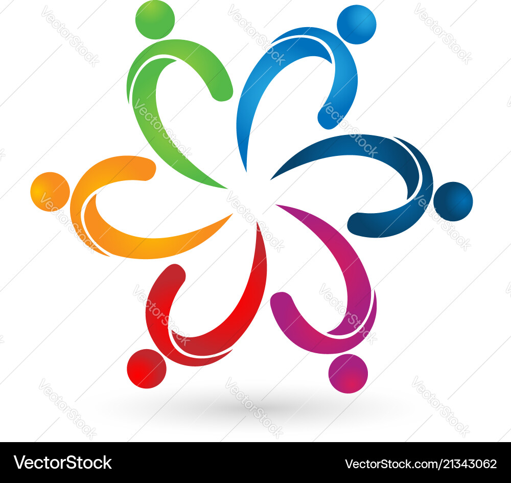 Creative teamwork people together logo Royalty Free Vector