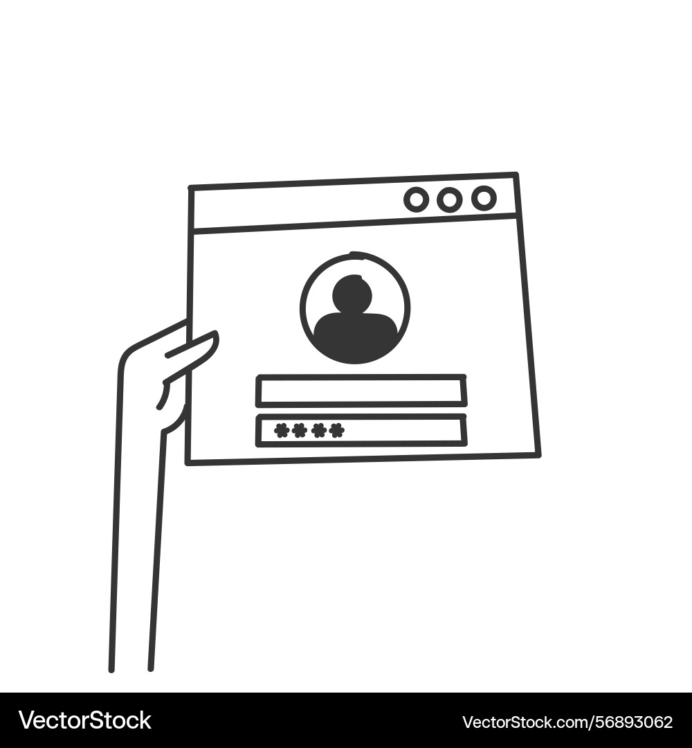 Doodle hand drawn person holding login form Vector Image