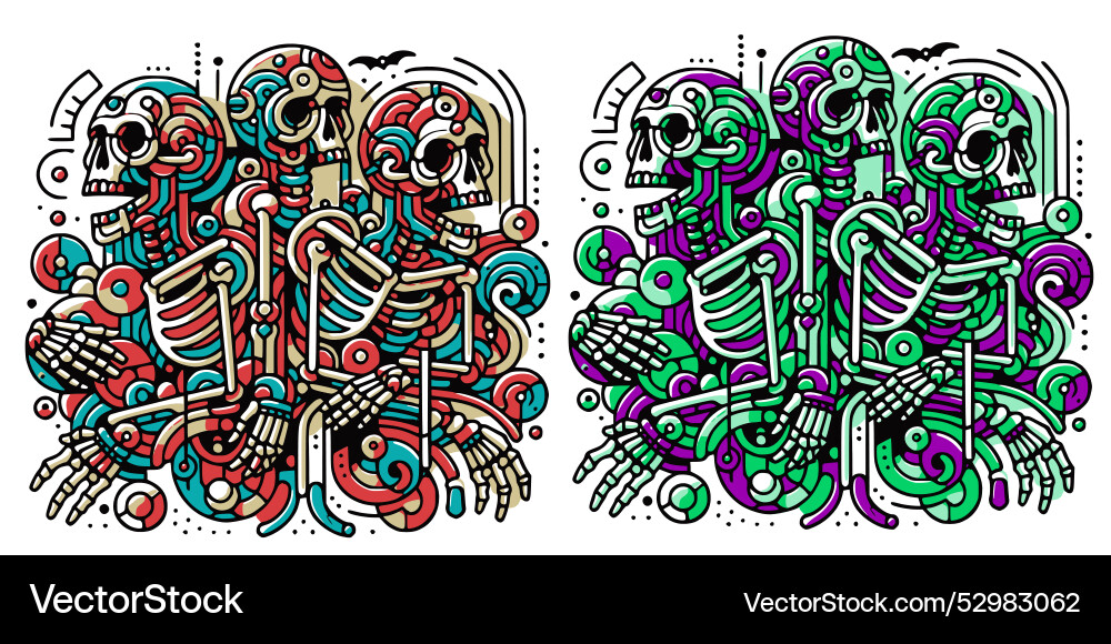 Doodle skeleton graffiti 12 Royalty Free Vector Image