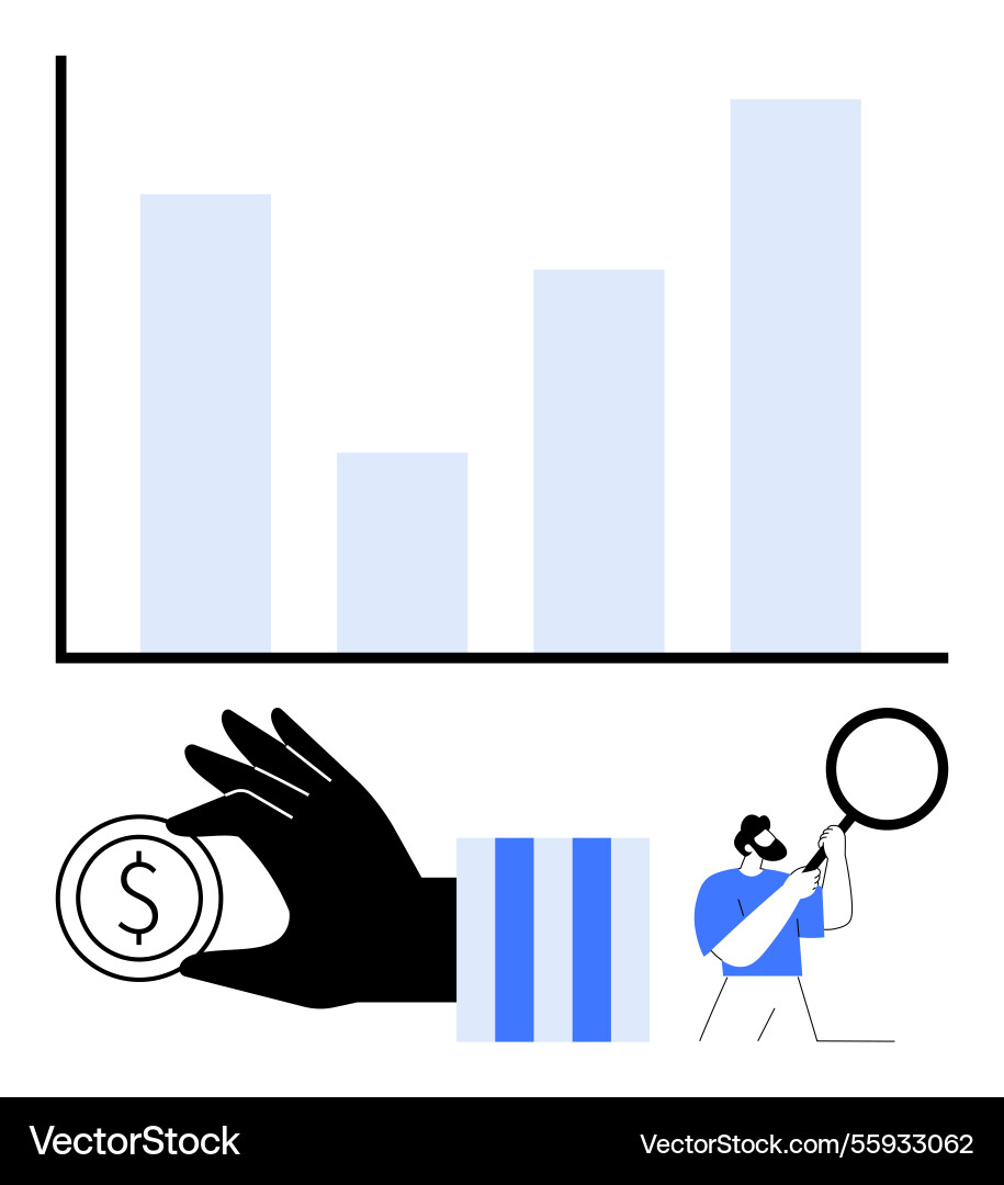 Financial growth analysis with bar chart hand Vector Image