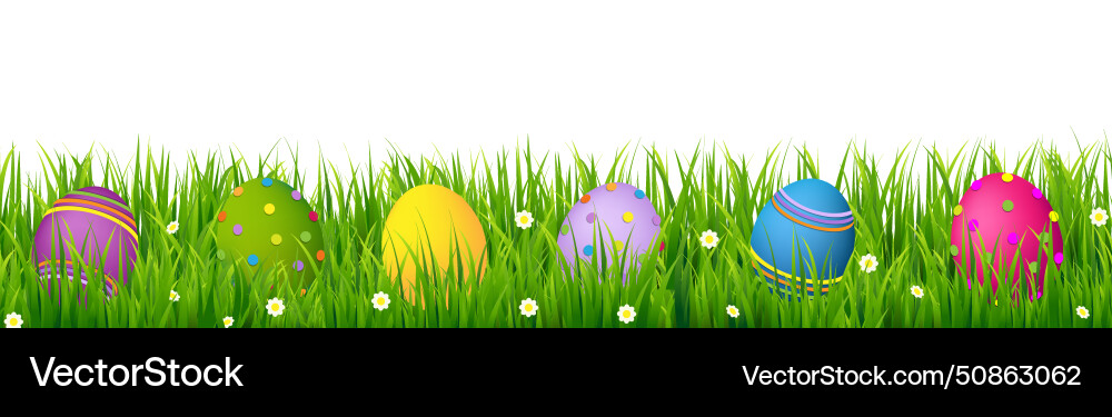 Happy easter border and nature background Vector Image