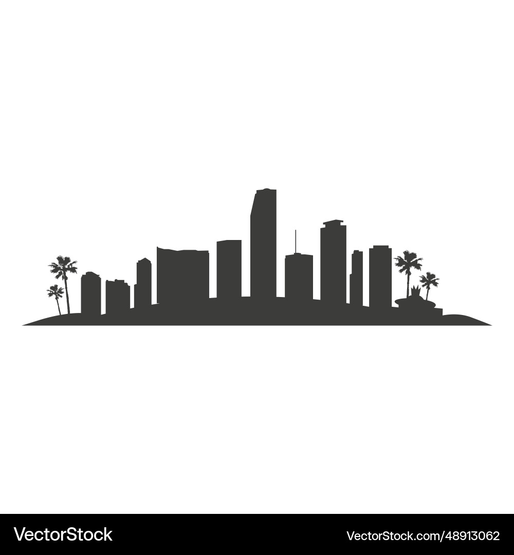 Miami buildings silhouette Royalty Free Vector Image