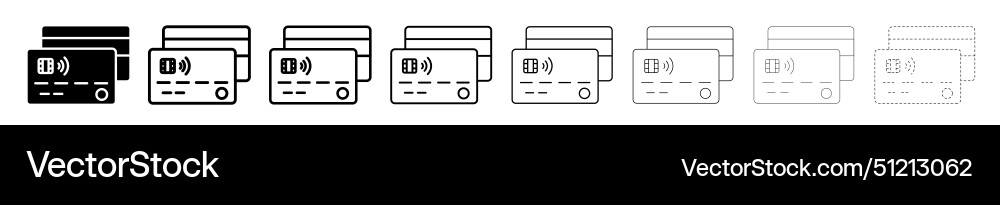 Set of credit card different line shapes thin Vector Image
