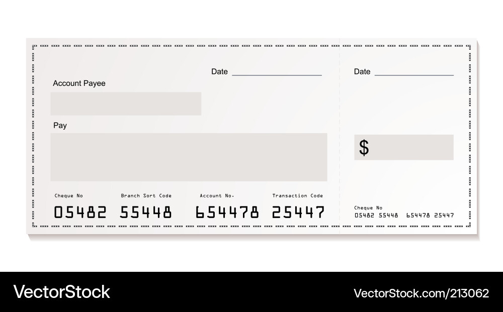 White dollar cheque Royalty Free Vector Image - VectorStock