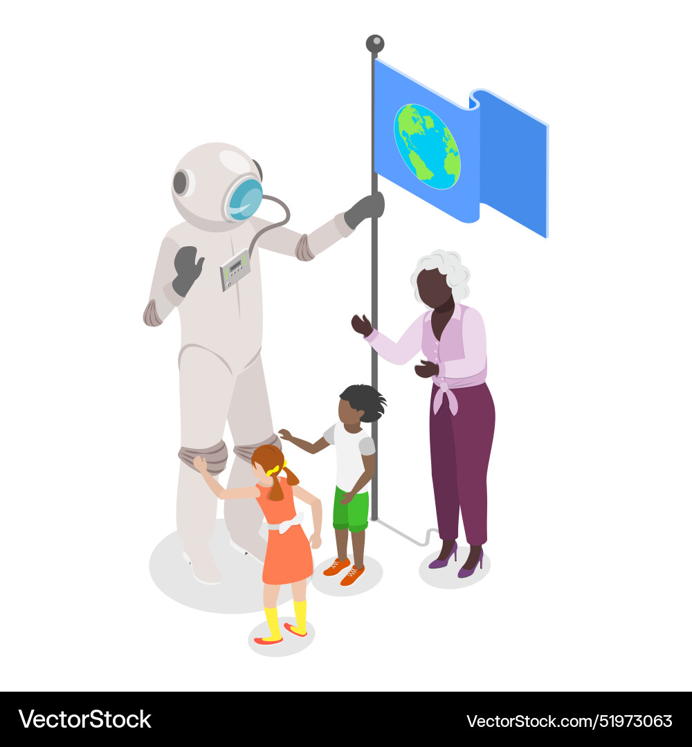 3d isometric flat set of planetarium Royalty Free Vector