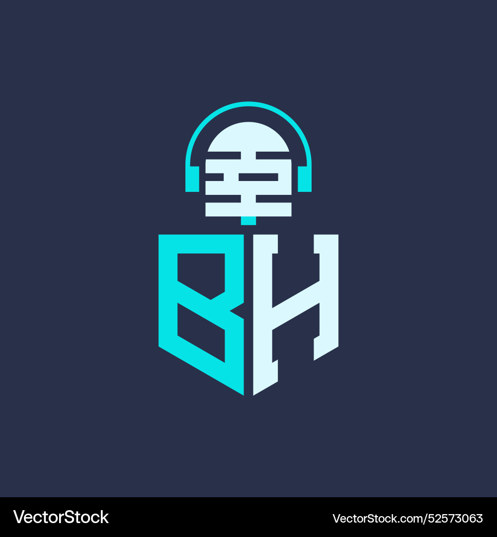 Bh microphone logo design for audio music Vector Image