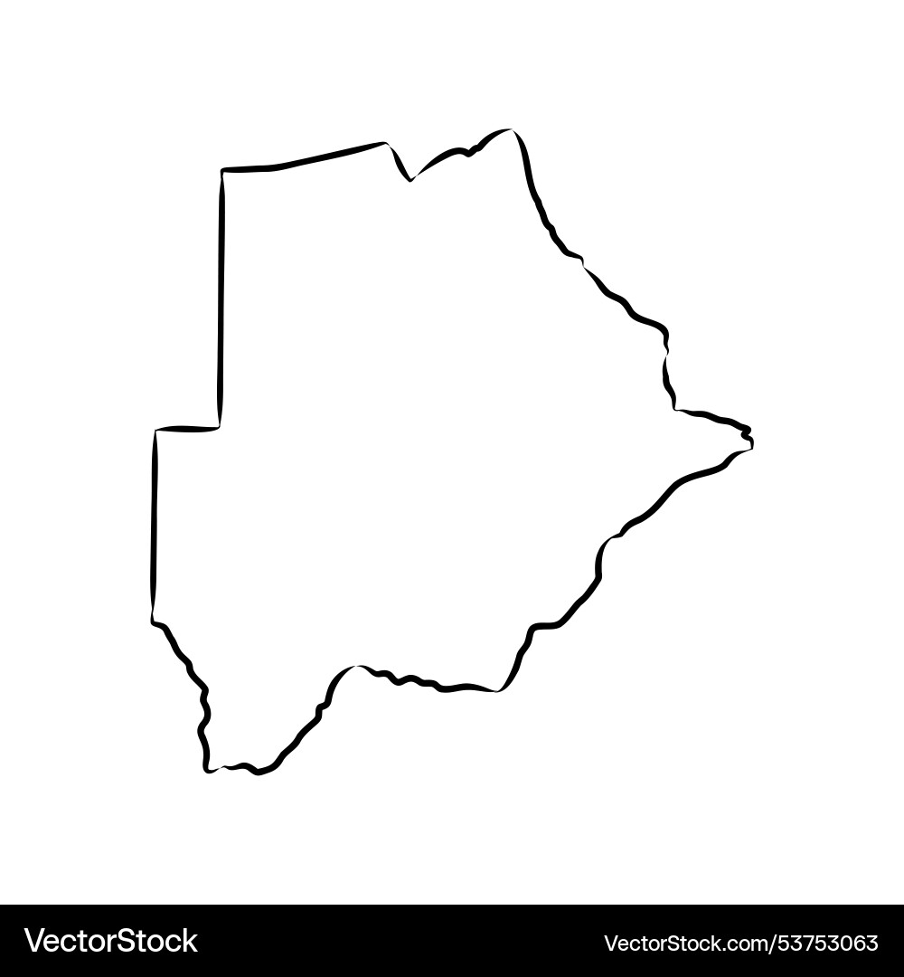 Botswana map with country borders thin black Vector Image