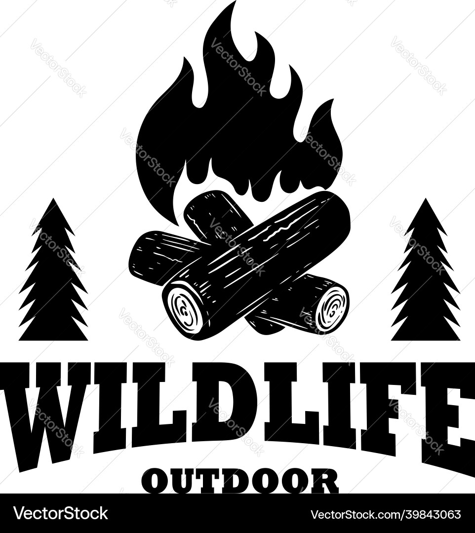 Emblem template with campfire design element Vector Image