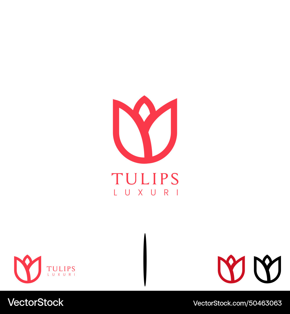 Simple elegant minimalist tulips logo design Vector Image