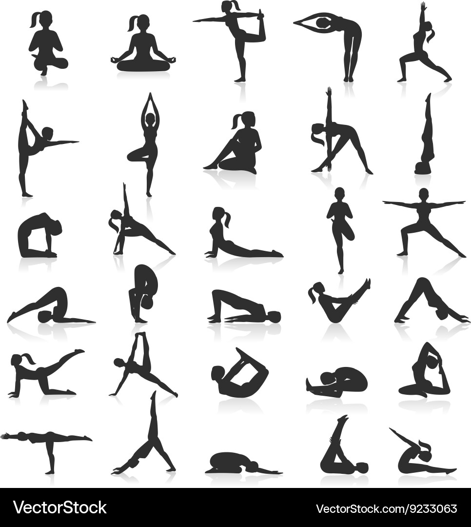 Yoga postures exercises set Royalty Free Vector Image