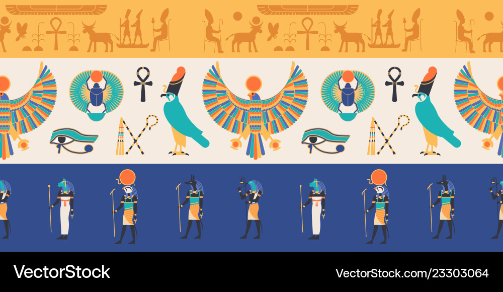 Ancient Egyptian Gods Pattern Royalty Free Vector Image