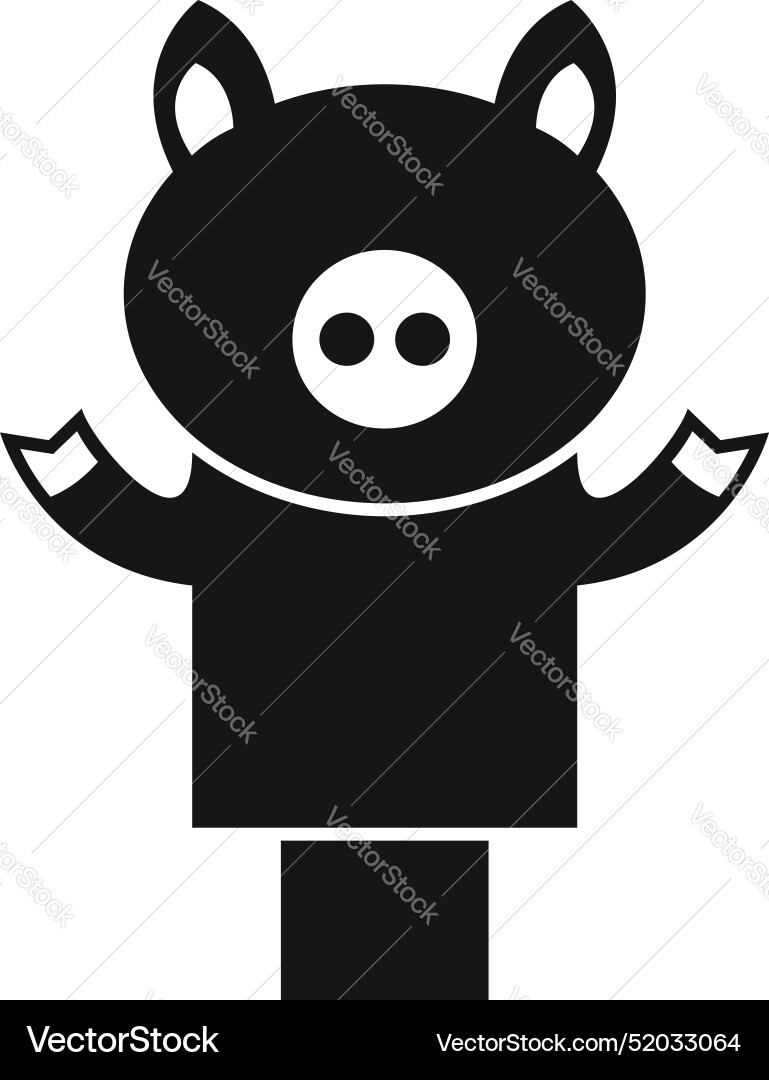 Black pig puppet toy raising hand Royalty Free Vector Image