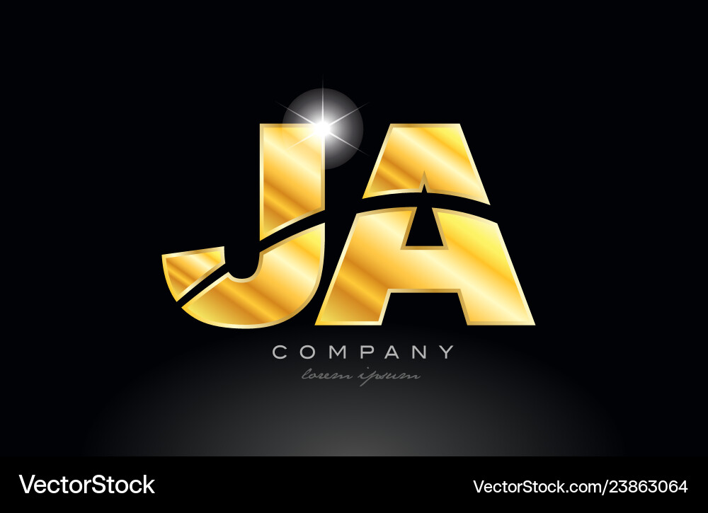 Combination letter ja j a gold golden alphabet Vector Image