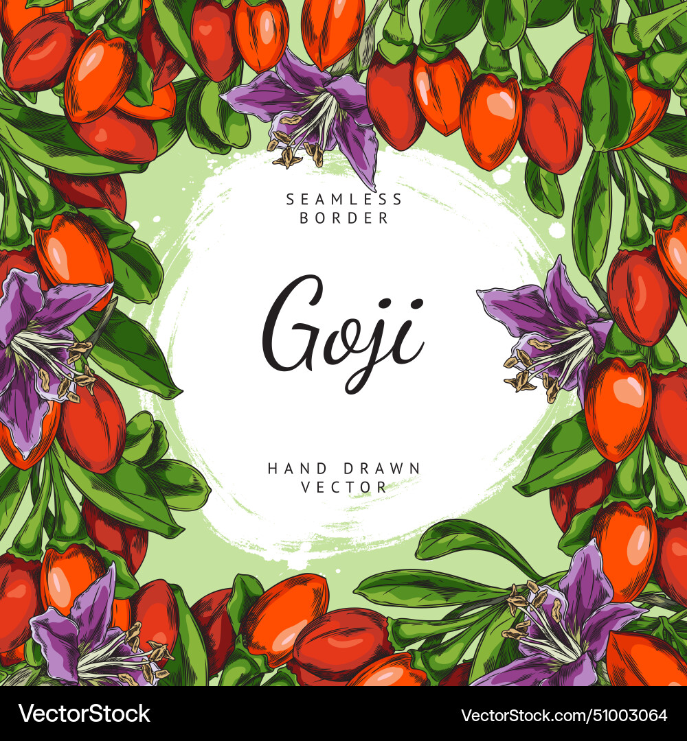 Frame with goji berries ideal for cards Royalty Free Vector