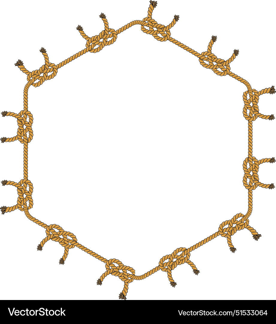 Hexagonal rope frame isolated on white background Vector Image