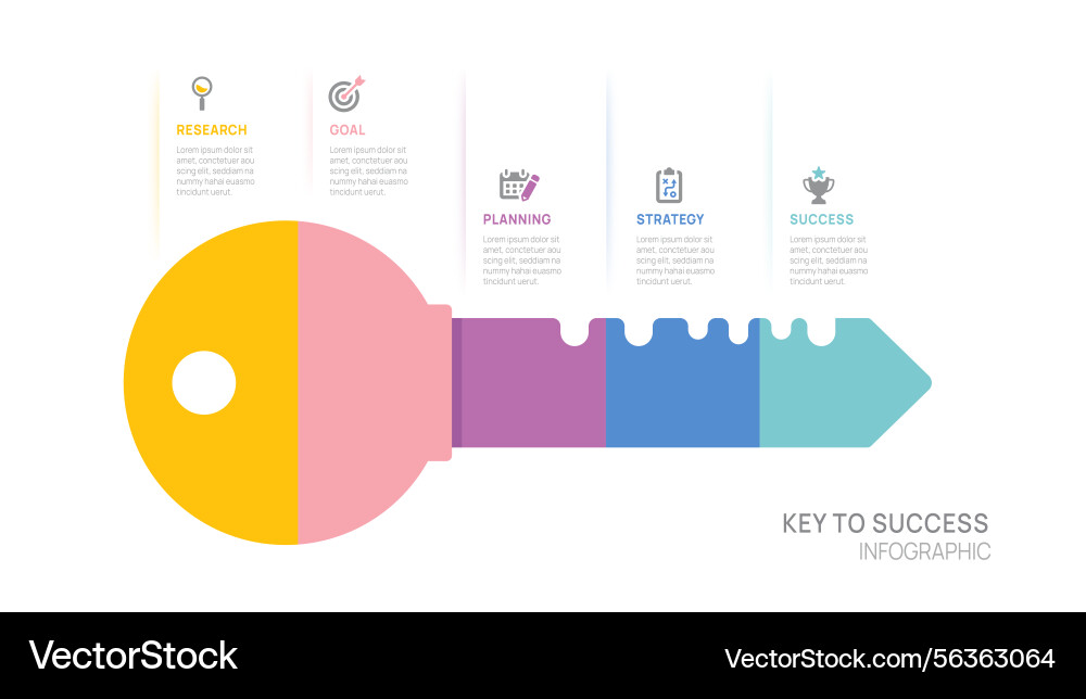 Infographic key success achievement grow template Vector Image