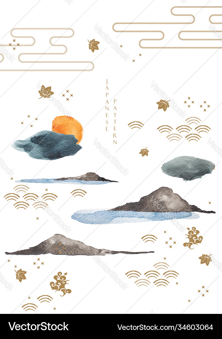 Japanese background with watercolor texture Vector Image