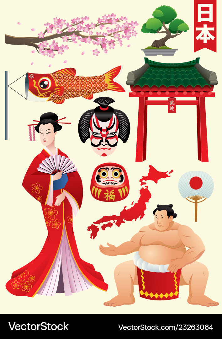 Japanese Traditional Characters Royalty Free Vector Image