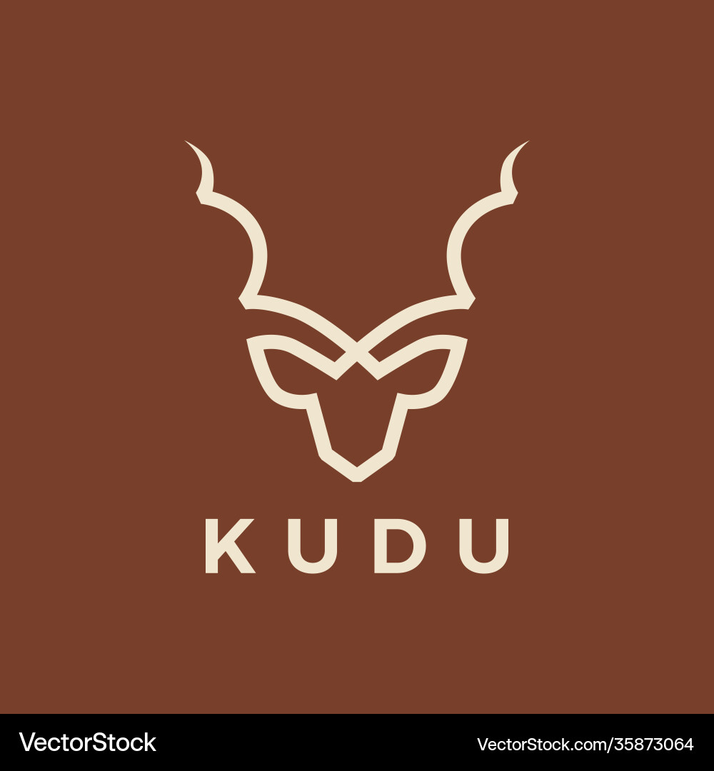 Kudu head line outline logo icon Royalty Free Vector Image