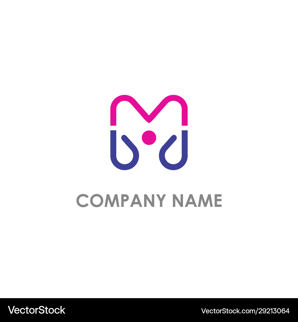 M initial line company logo Royalty Free Vector Image