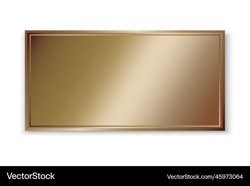 Rectangular gold plate goldenplate for decoration Vector Image