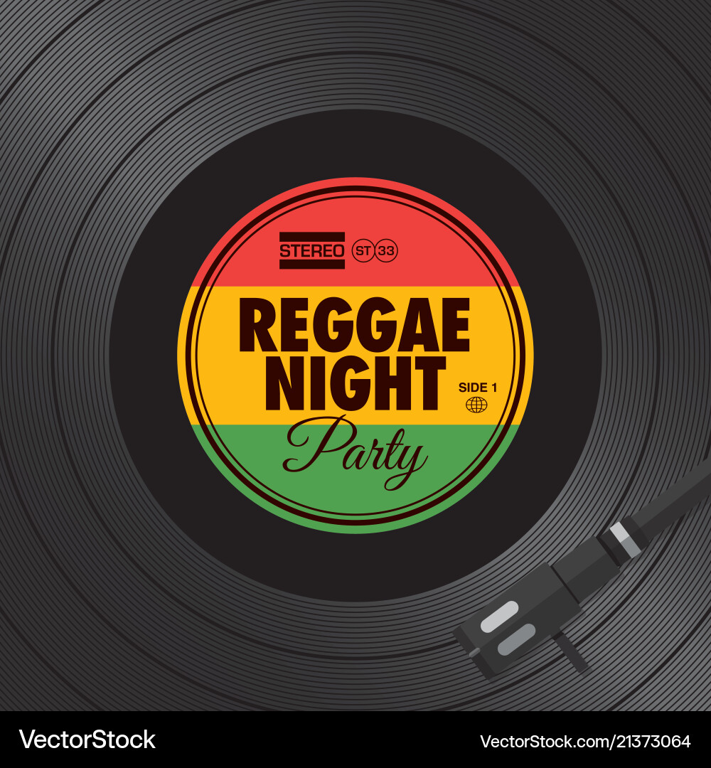 Reggae Night Party Flyer - Vinyl Style Royalty Free Vector