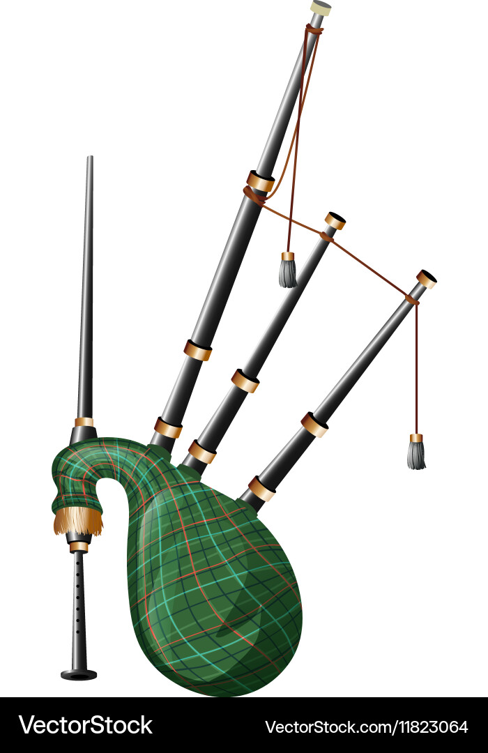 Scottish bagpipe on white background Royalty Free Vector