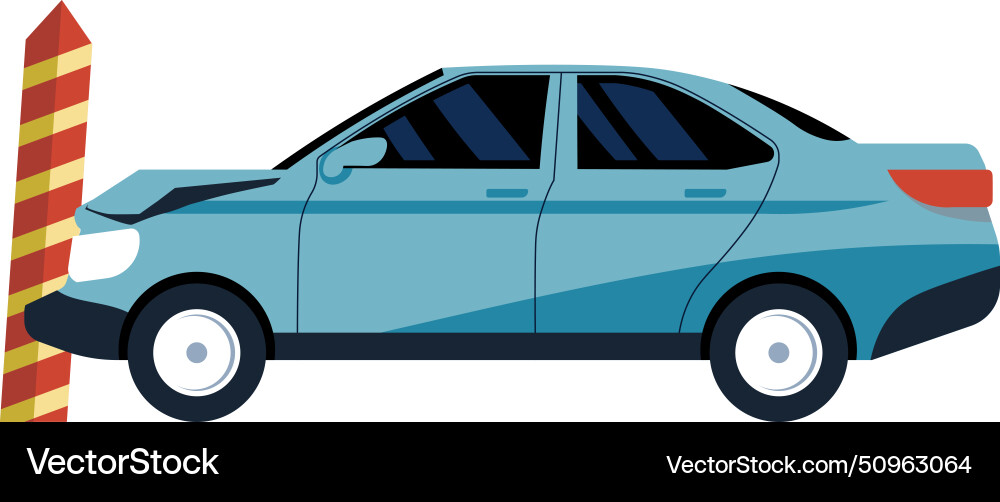 Single car traffic accident scene Royalty Free Vector Image