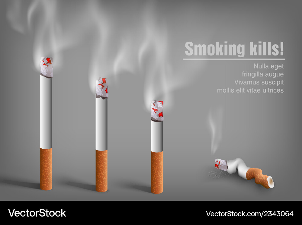 Smoldering cigarette with a smoke Royalty Free Vector Image