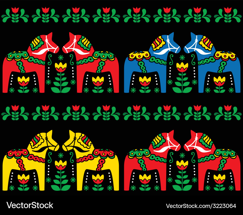 Swedish Dala Horse Pattern Royalty Free Vector Image