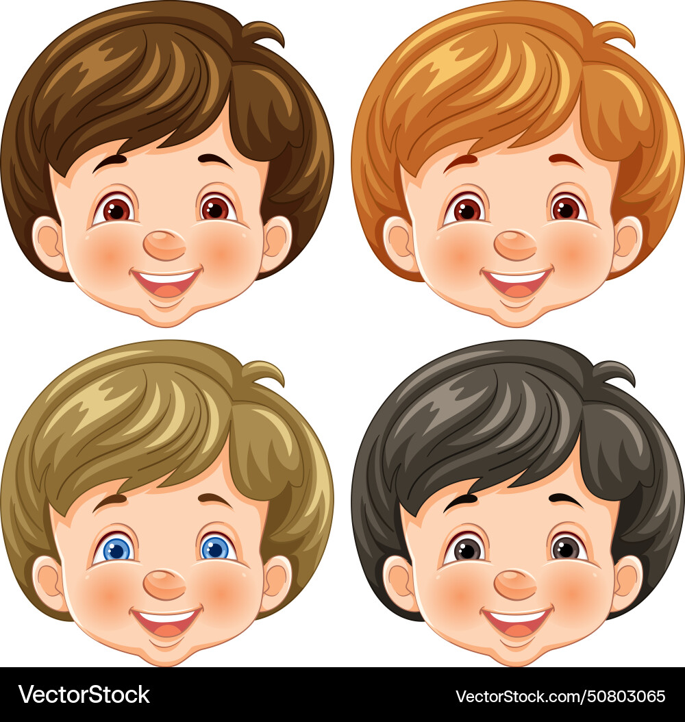 Four cheerful cartoon kids with different Vector Image