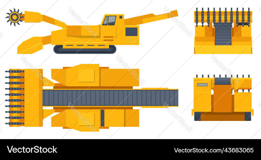 Isometric tunneling drilling rigs self-propelled Vector Image