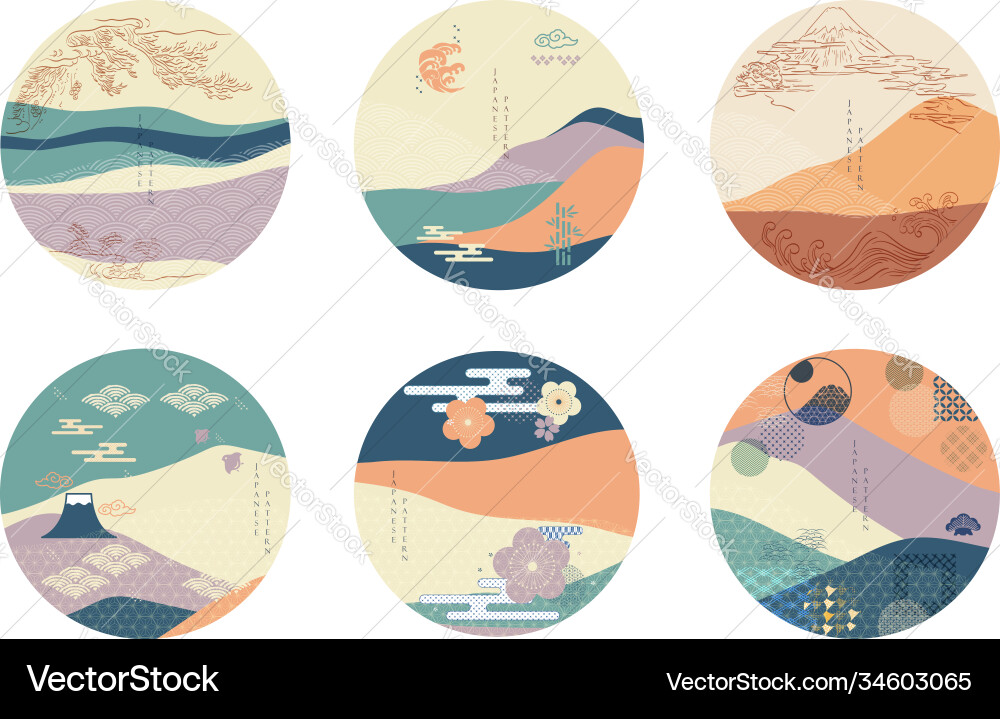 Japanese background in circle shape asian Vector Image